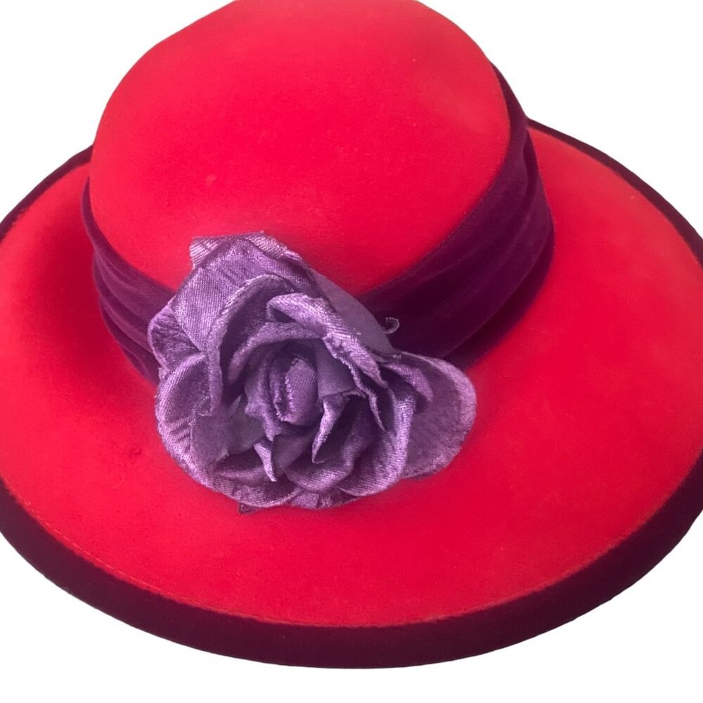 Rare Scala Red Society Hat Velvet Purple Flower 100% … - Gem